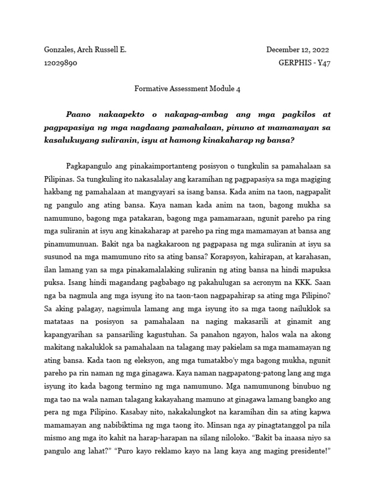 GE Philippine History Essay 4 | PDF