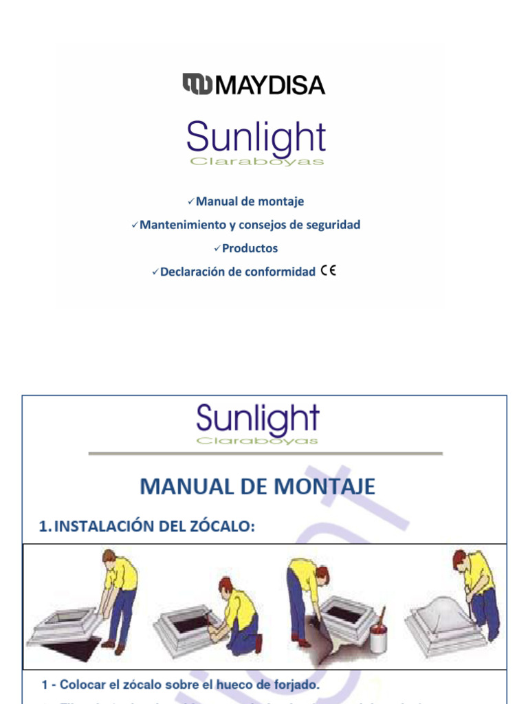 Manual de Montagem - Claraboias e Cúpulas Maydisa Sunlight | PDF | Tornillo | Perforar