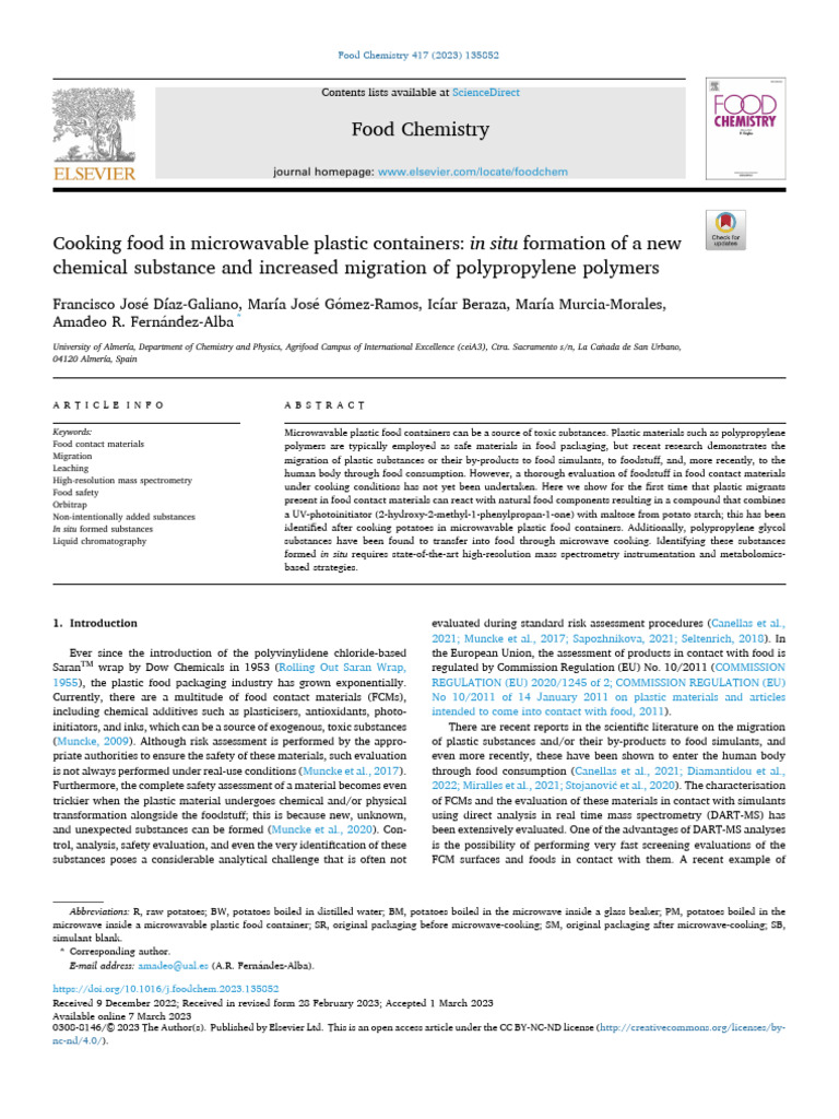 Microwaving Plastic Containers: Chemical Risks | PDF | Mass ...