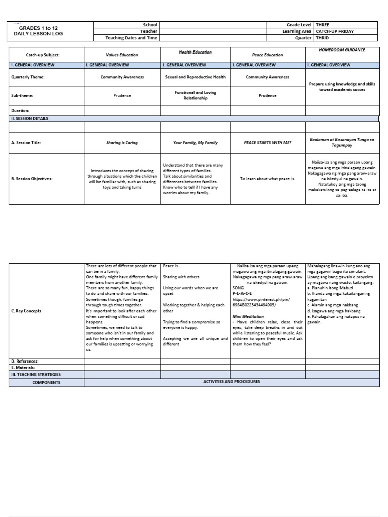 DLL Catch Up - Grade 3 Feb 16 3rd Quarter | PDF
