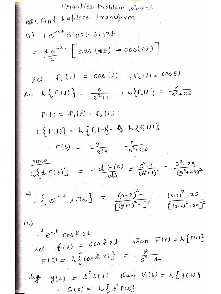 Transform Calculus Practice 1 | PDF