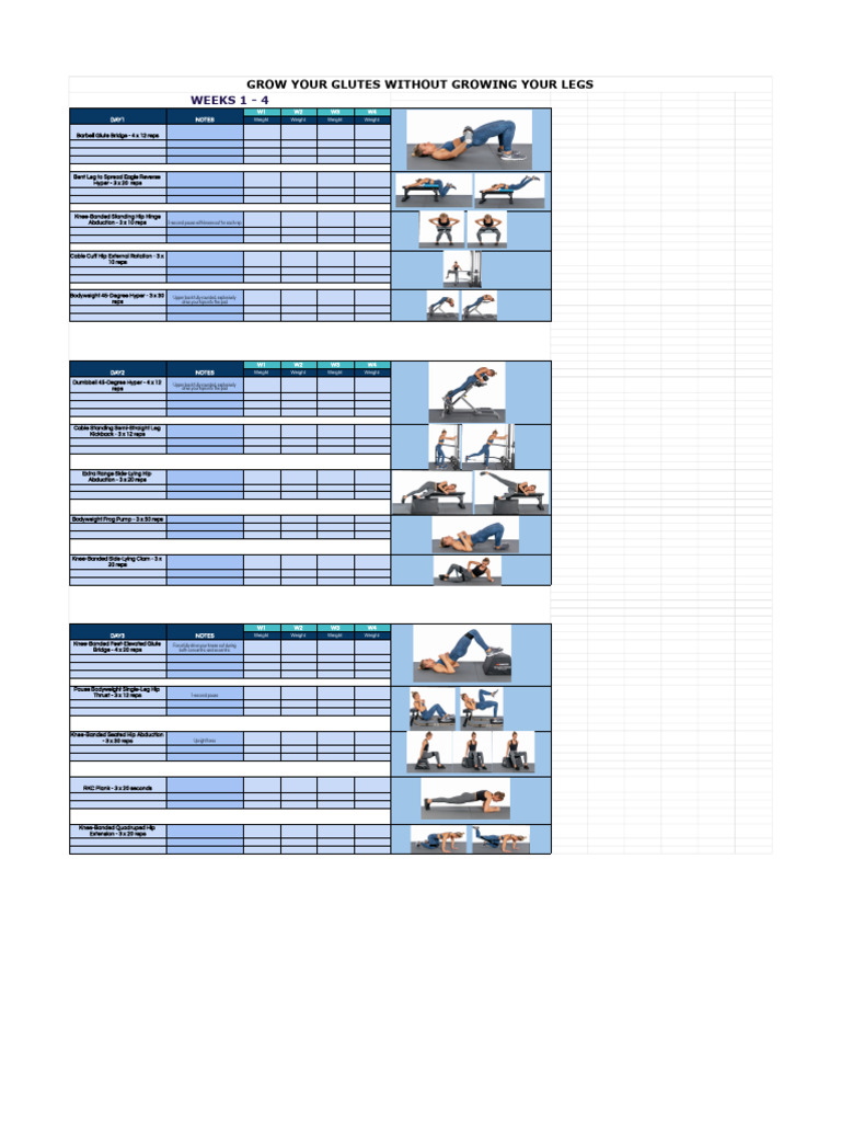 12-Week Glute Growth Program | PDF | Anatomical Terms Of Motion ...