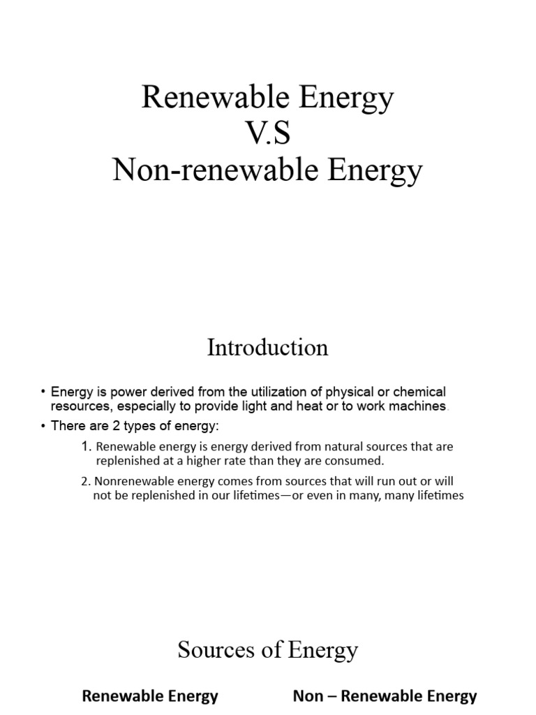 Renewable vs Non-Renewable Energy Types | PDF