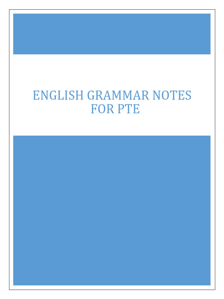English Grammar Notes For PTE | PDF