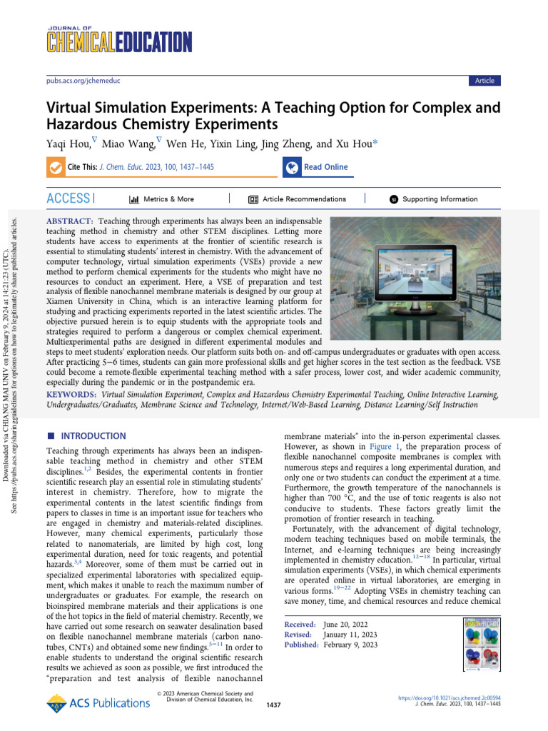 Hou Et Al 2023 Virtual Simulation Experiments A Teaching Option For ...