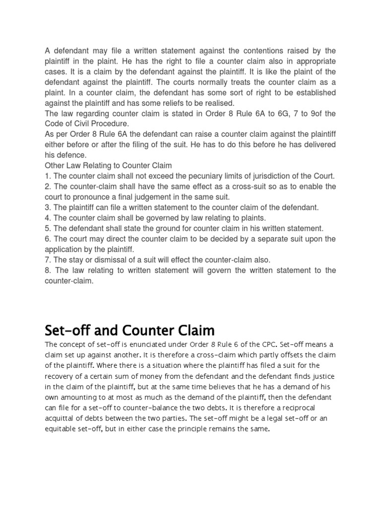 Counter Claim | PDF | Lawsuit | Public Law
