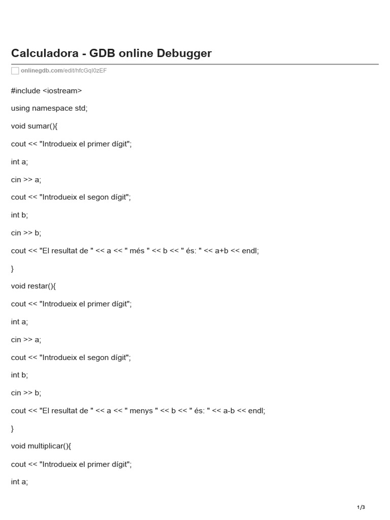 Calculadora - GDB Online Debugger | PDF