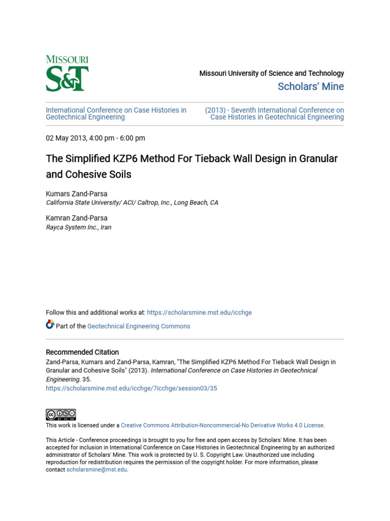 The Simplified KZP6 Method For Tieback Wall Design in Granular An | PDF | Deep Foundation ...