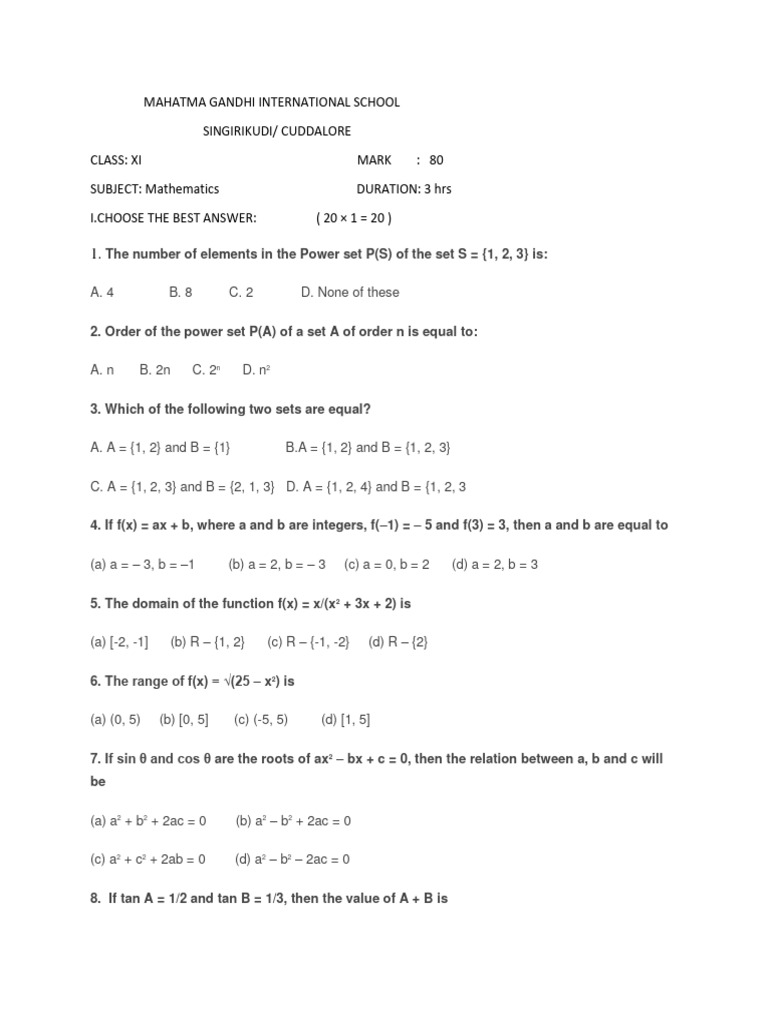 Term - 1 Maths Class 11 | PDF | Arithmetic | Elementary Mathematics