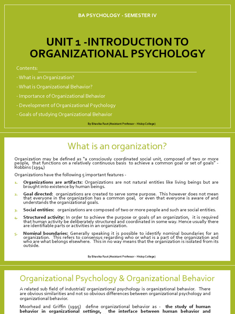 Unit 1 Part 1 Intro To Ob Pdf Psychology Behavioural Sciences