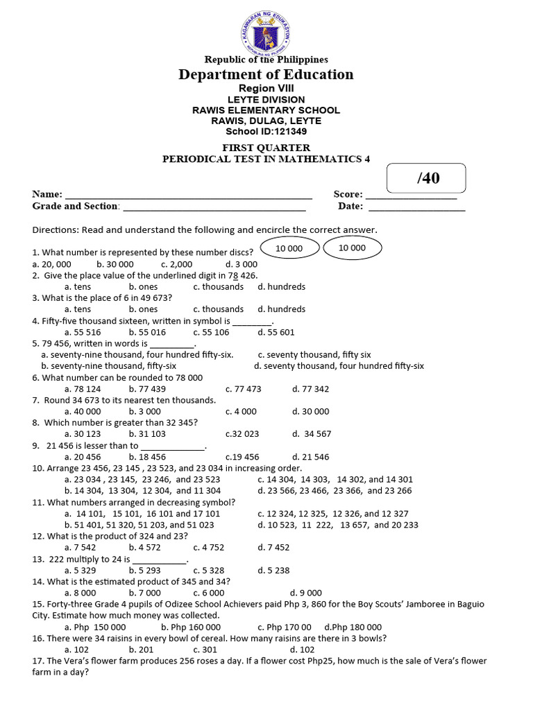 PT - Math 4 - Q1 | PDF