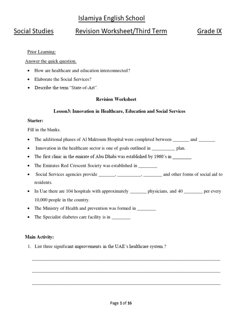 UAE Social Studies Revision Worksheet IX | PDF | United Arab Emirates ...