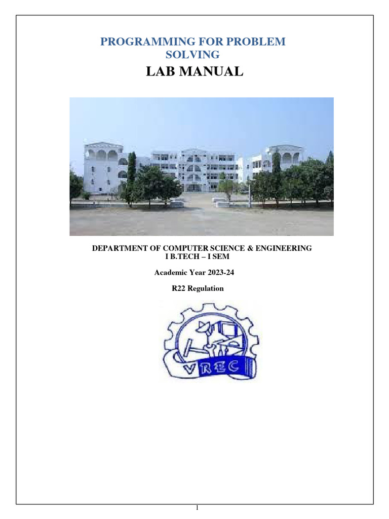 Vrec Pps Lab Manual | PDF | Computer Program | Programming