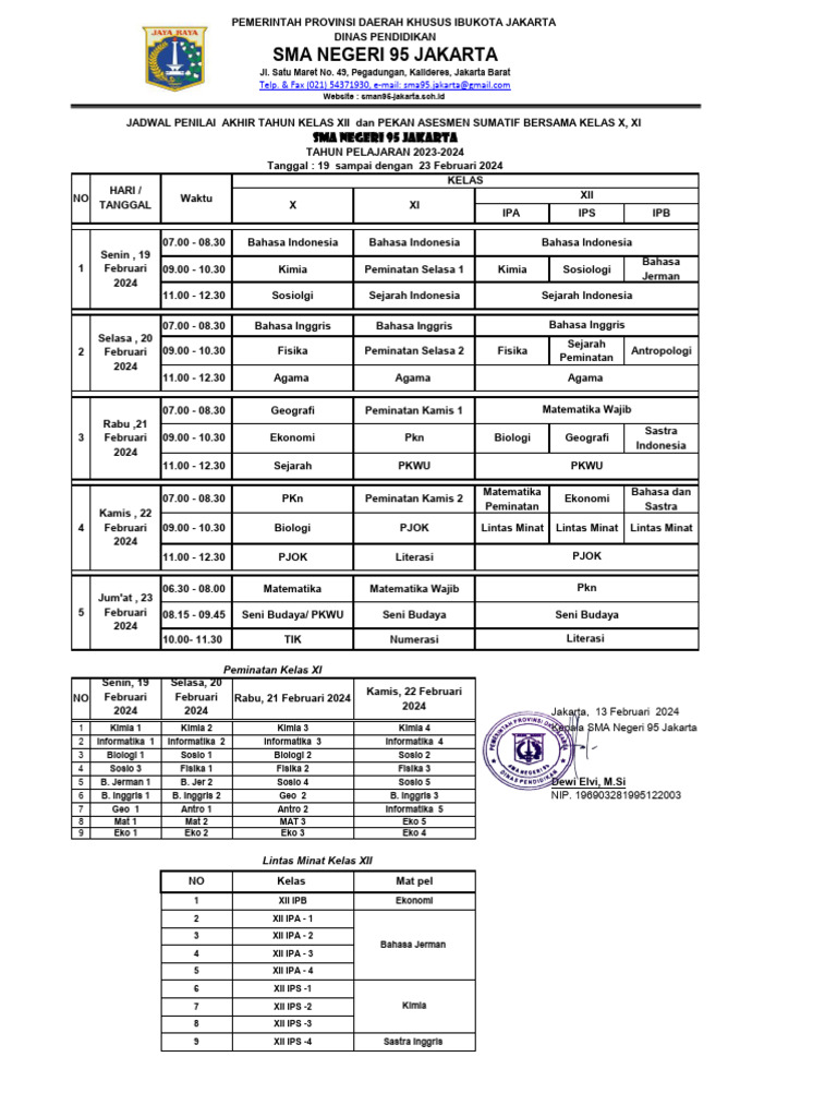 Jadwal PAT XII PTS X, XI GENAP 2024 | PDF