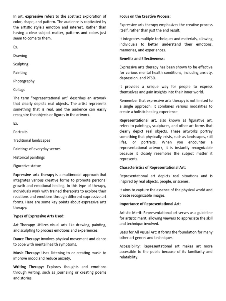 Expressive vs. Representational Art Explained | PDF | Art Therapy ...