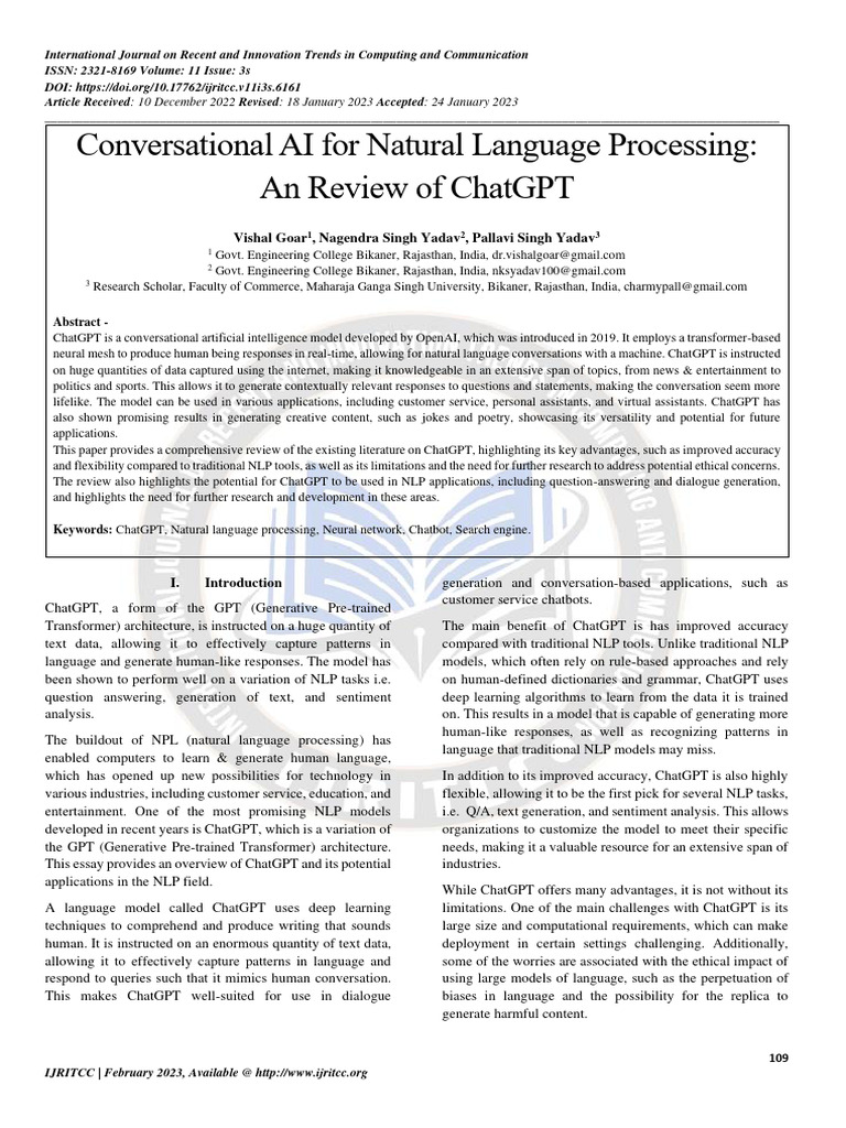 Conversational AI For Natural Language P | PDF | Artificial Intelligence | Intelligence (AI ...