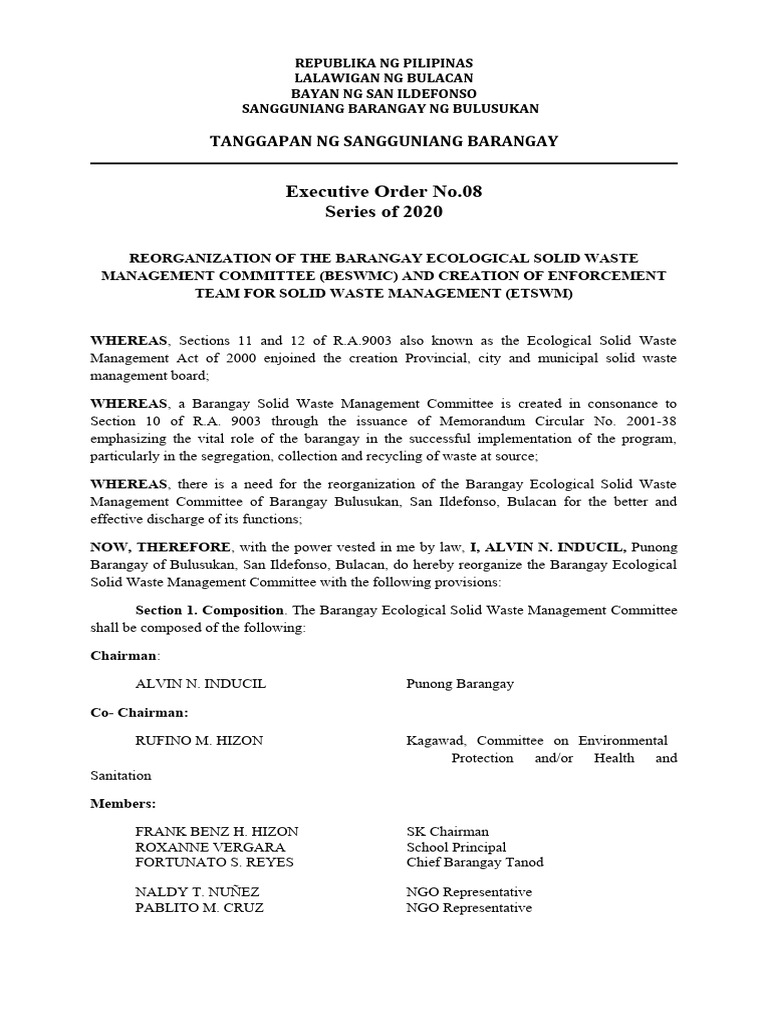 BESWMC | PDF | Waste Management | Municipal Solid Waste