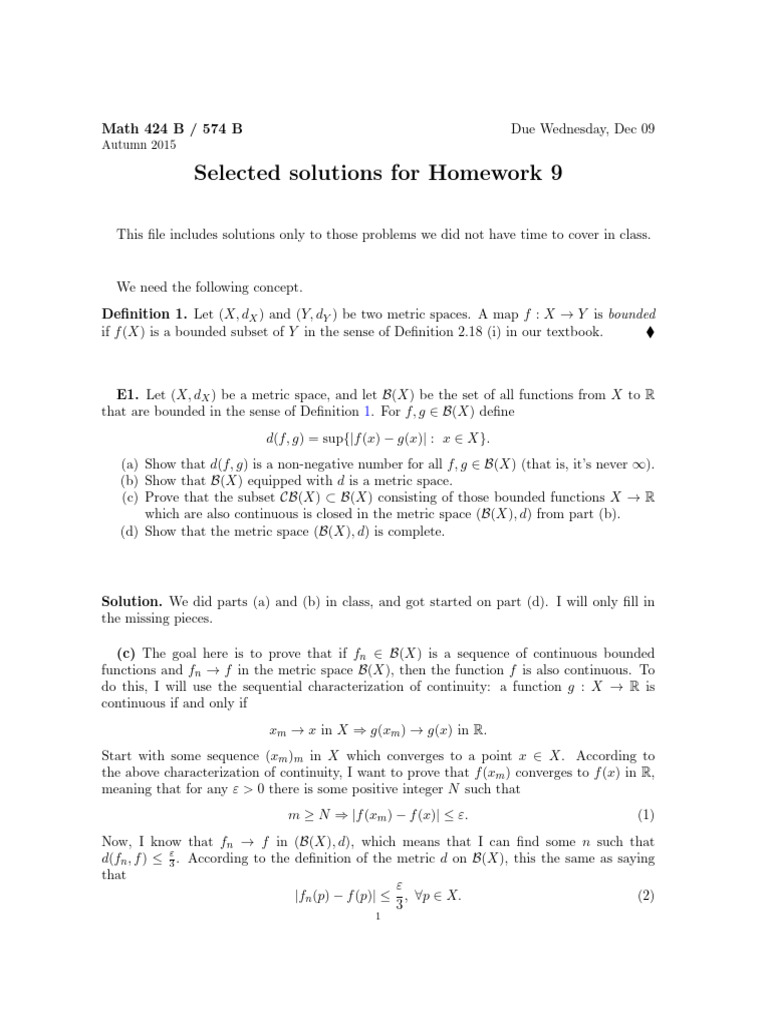 hw9_sol | PDF | Limit (Mathematics) | Sequence