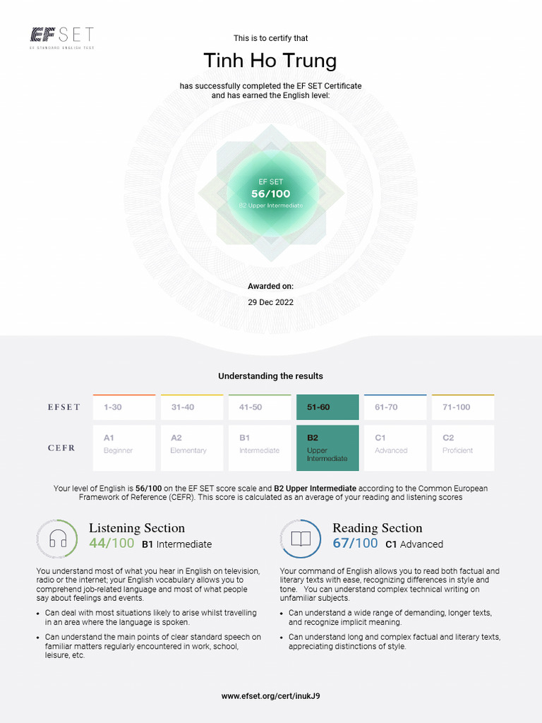 EF SET Certificate-English | PDF