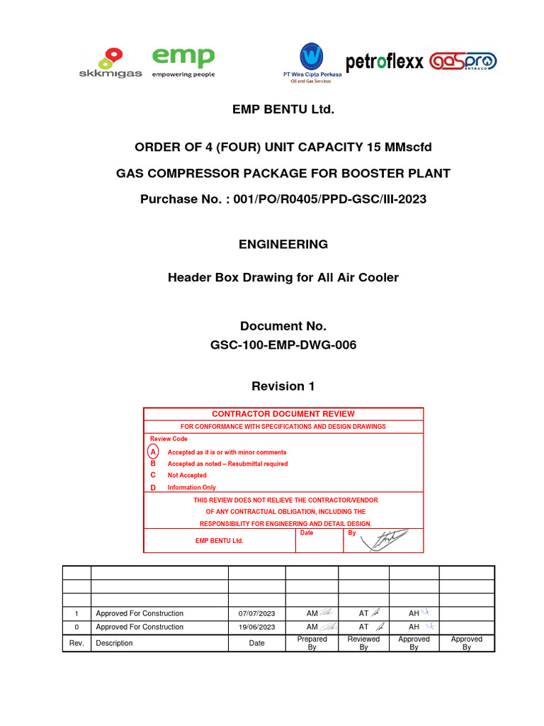 GSC-100-EMP-DWG-006 Header Box Drawing For All Air Cooler Rev.1 - Signed | PDF