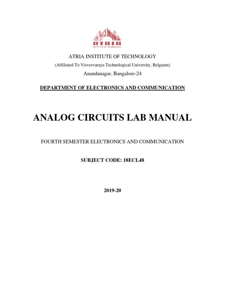Analog Circuits Lab Manual: Atria Institute of Technology | PDF ...