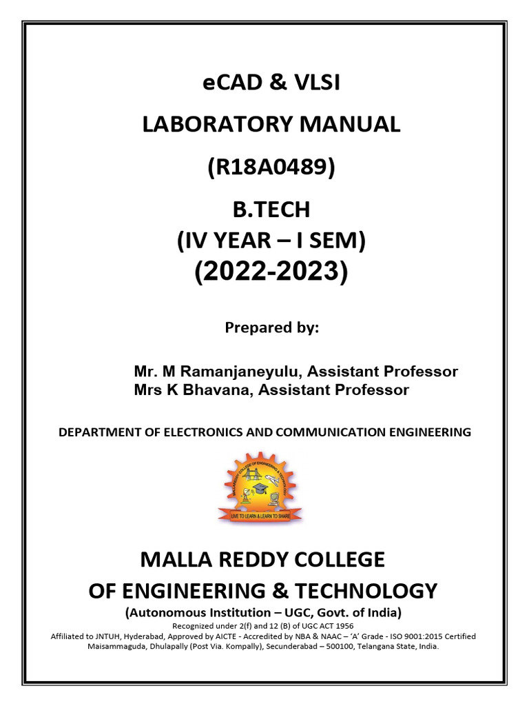 Ecad & Vlsi Lab | PDF | Cmos | Mosfet