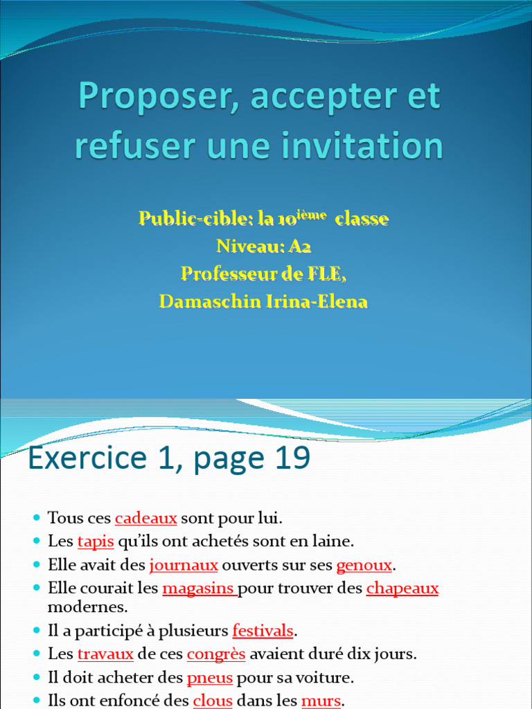 FRANCEZA - 10 - Proposer - Accepter - Refuser Une Invitation | PDF