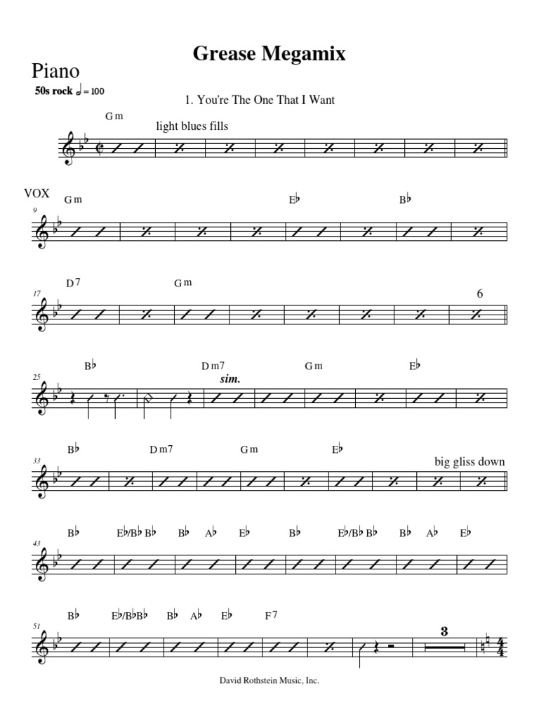 Grease Megamix Piano | PDF