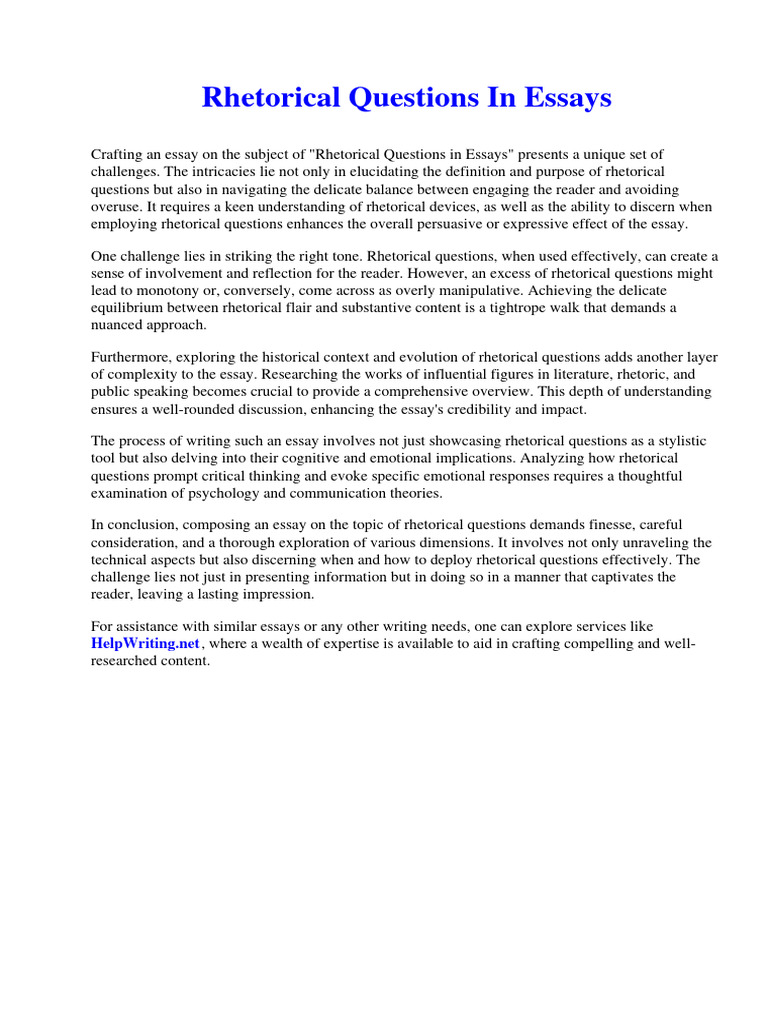 Rhetorical Questions in Essays | PDF | Rhetoric | Omega 3 Fatty Acid