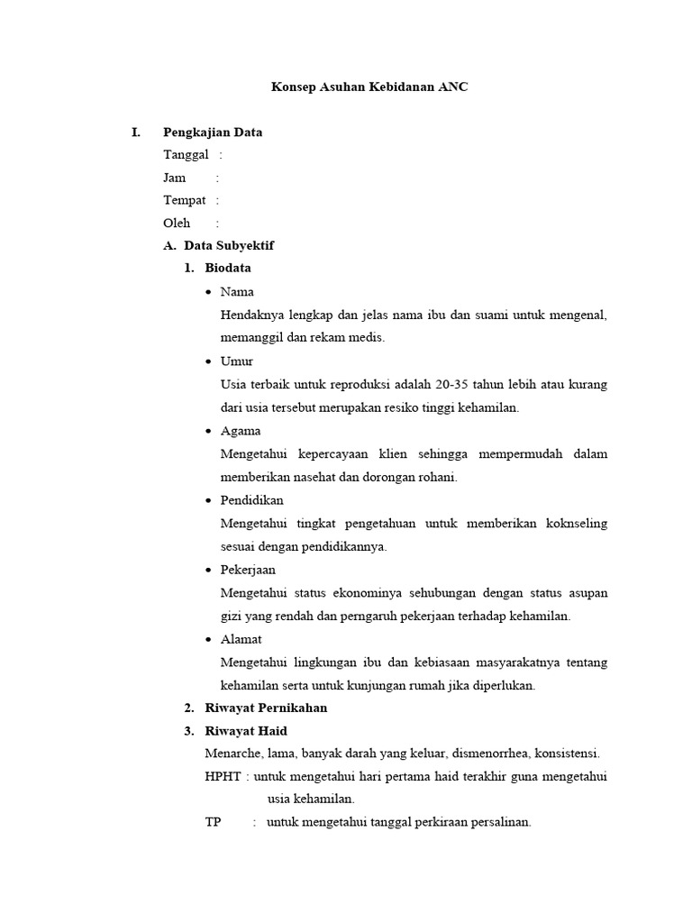 Konsep Asuhan Kebidanan ANC | PDF