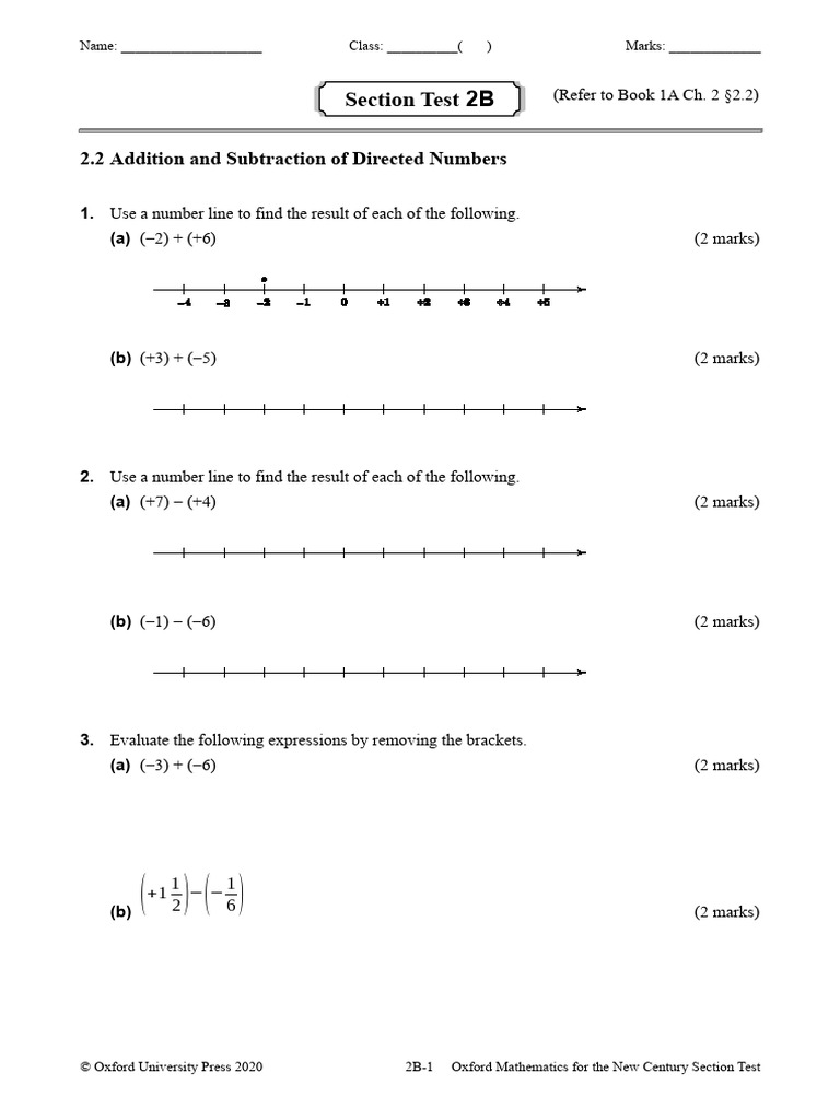 OJM SectionTest 1A02 2b e | PDF | Mathematics