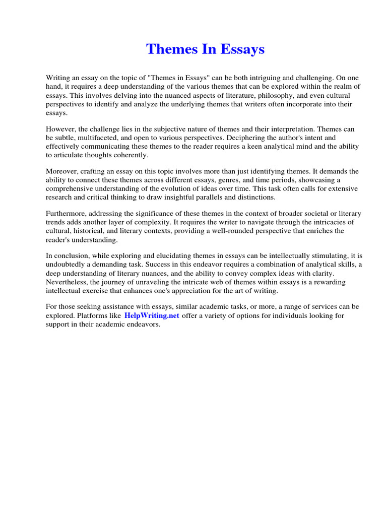 Themes in Essays | PDF | Essays | Bible