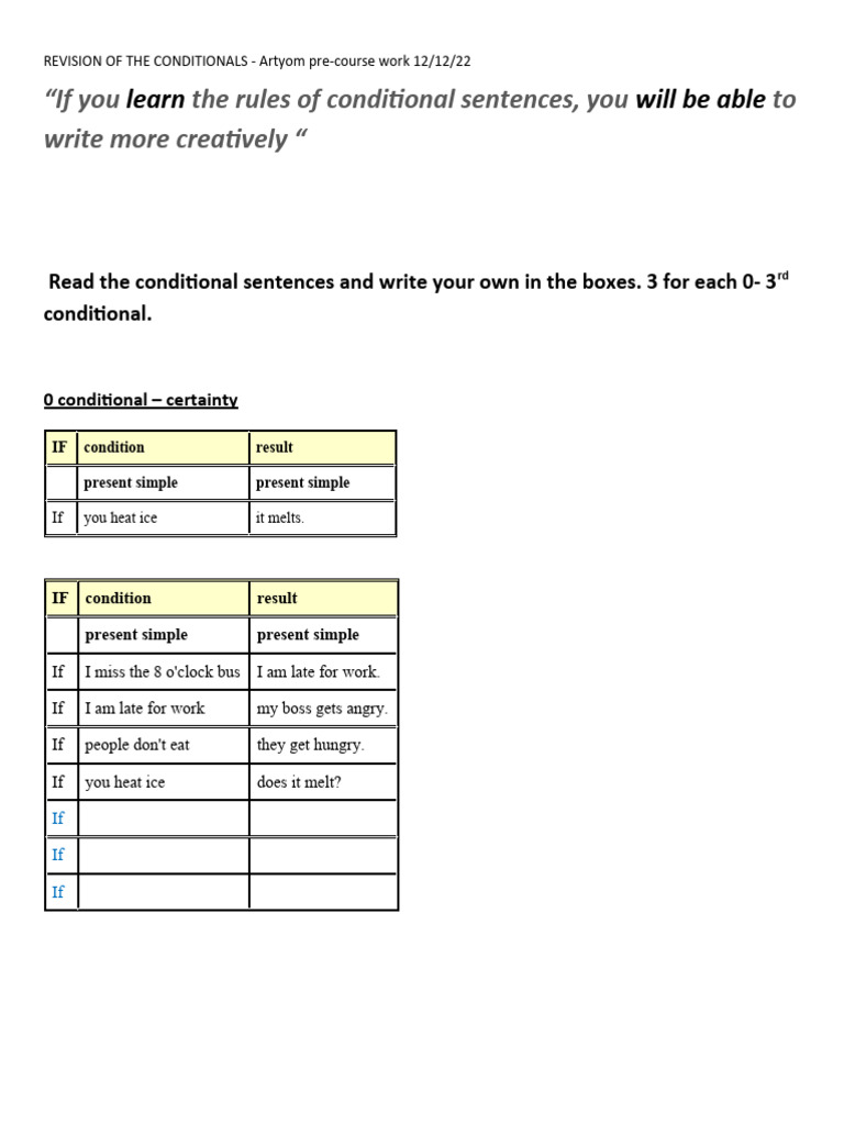 The Conditionals | PDF | Syntax | Grammar