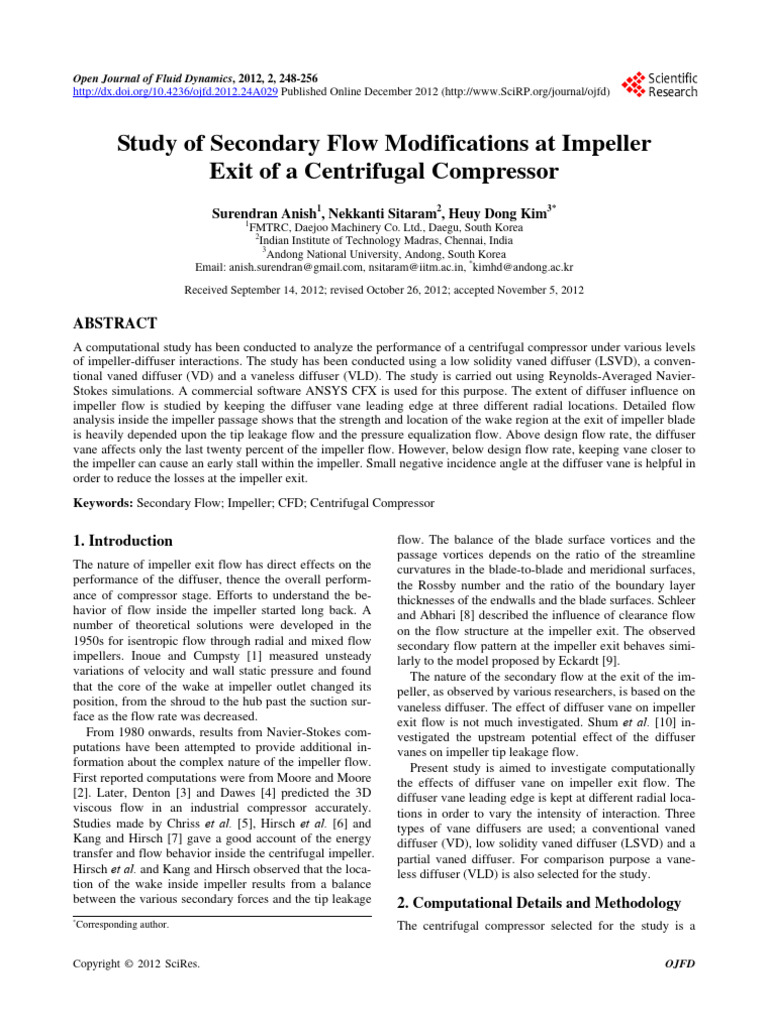 Study of Secondary Flow Modifications at Impeller | PDF | Fluid ...