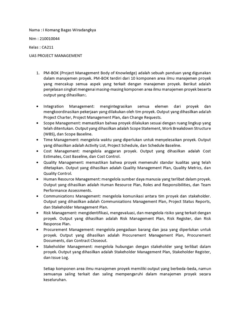 Uas Project Management | PDF