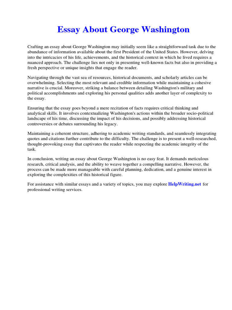 Writing a George Washington Essay Guide | PDF | Wyatt Earp
