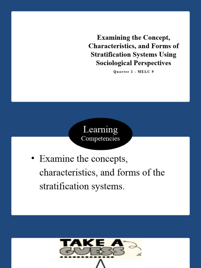 Stratification Systems Using Sociological Perspectives MELC 9 UCSP ...
