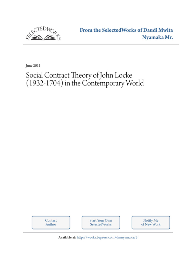Social Contract Theory of John Locke 193 | PDF | Social Contract ...