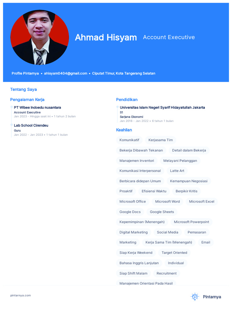 CV Ahmad Hisyam | PDF