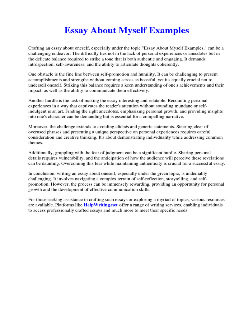 Essay About Myself Examples | PDF | Human Reproduction