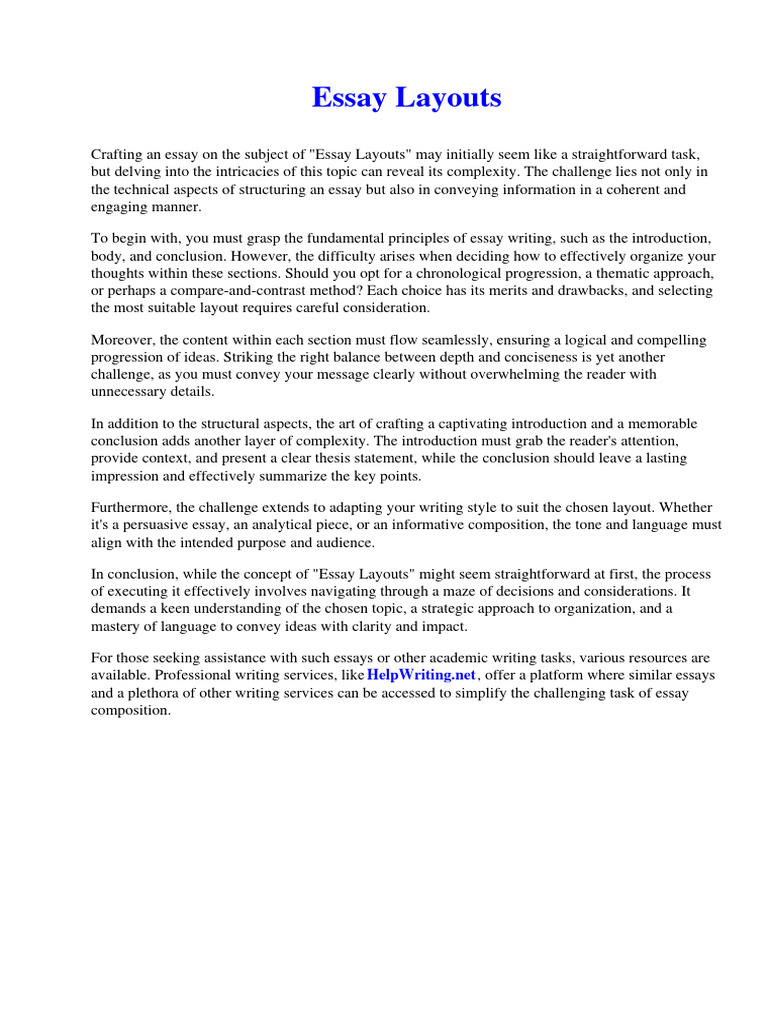 Essay Layouts | PDF | Essays | Retail