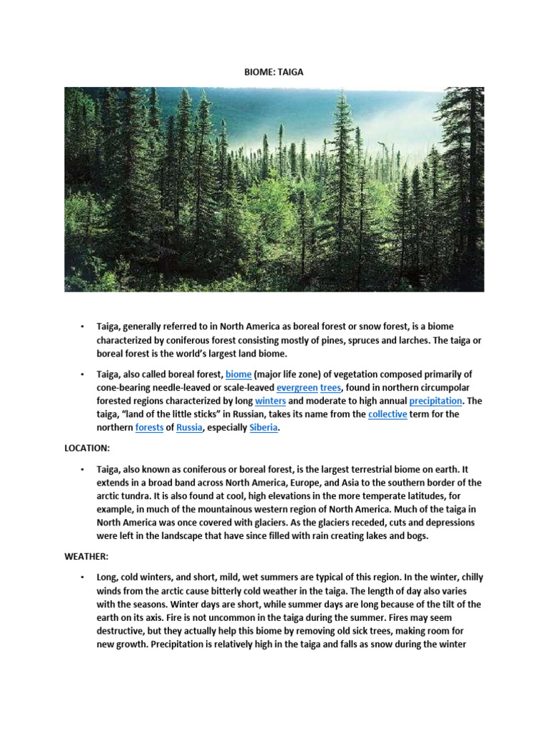 Biome: .-Biomes: Taiga and Chaparral-01 | PDF | Forests | Earth Sciences