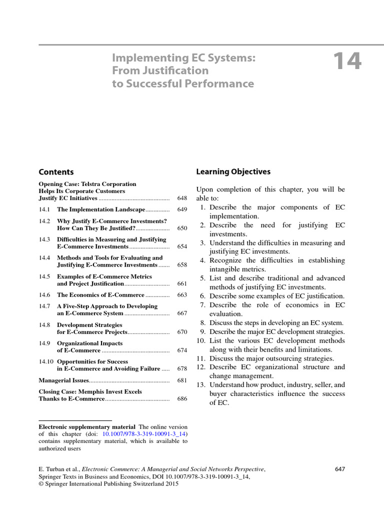 Implementing EC Systems From Justification To Successful Performance | PDF | Performance ...
