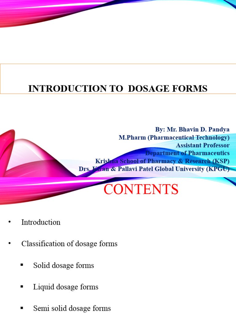 Introduction To Dosage Forms | PDF