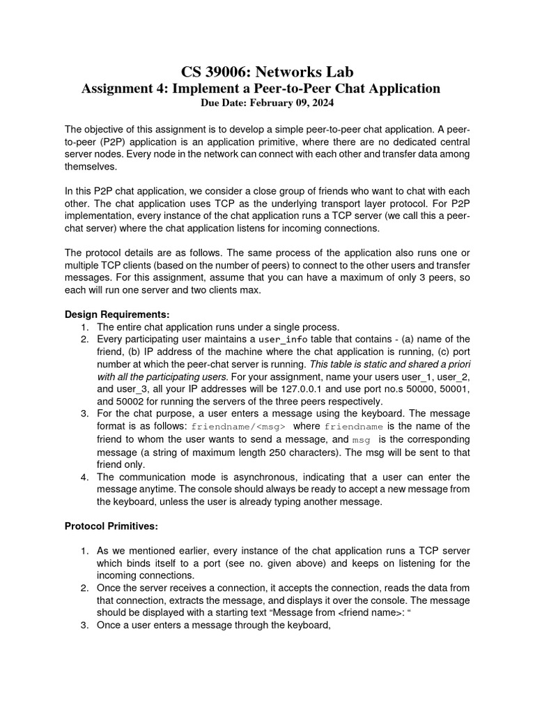 Assgn 4 | PDF | Peer To Peer | Port (Computer Networking)