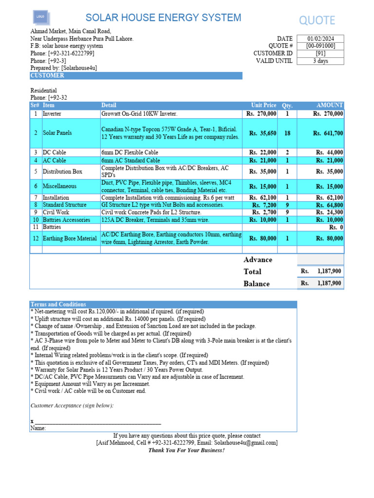 10KW Quotation | PDF | Electric Power | Electronics