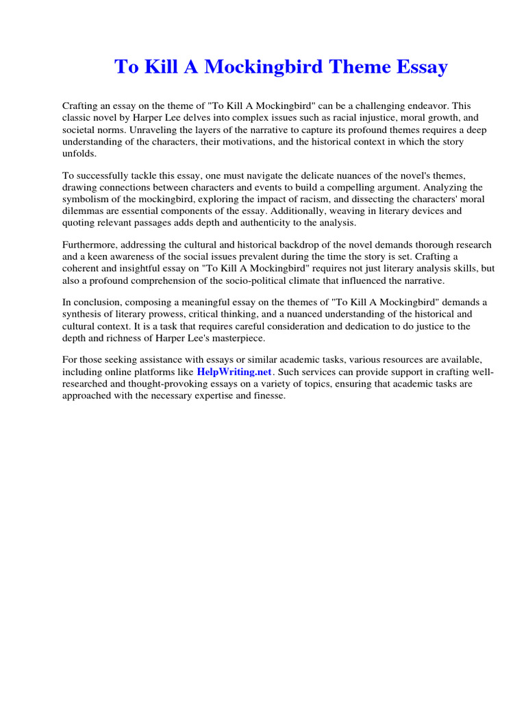 To Kill A Mockingbird Theme Essay | PDF | International Financial ...