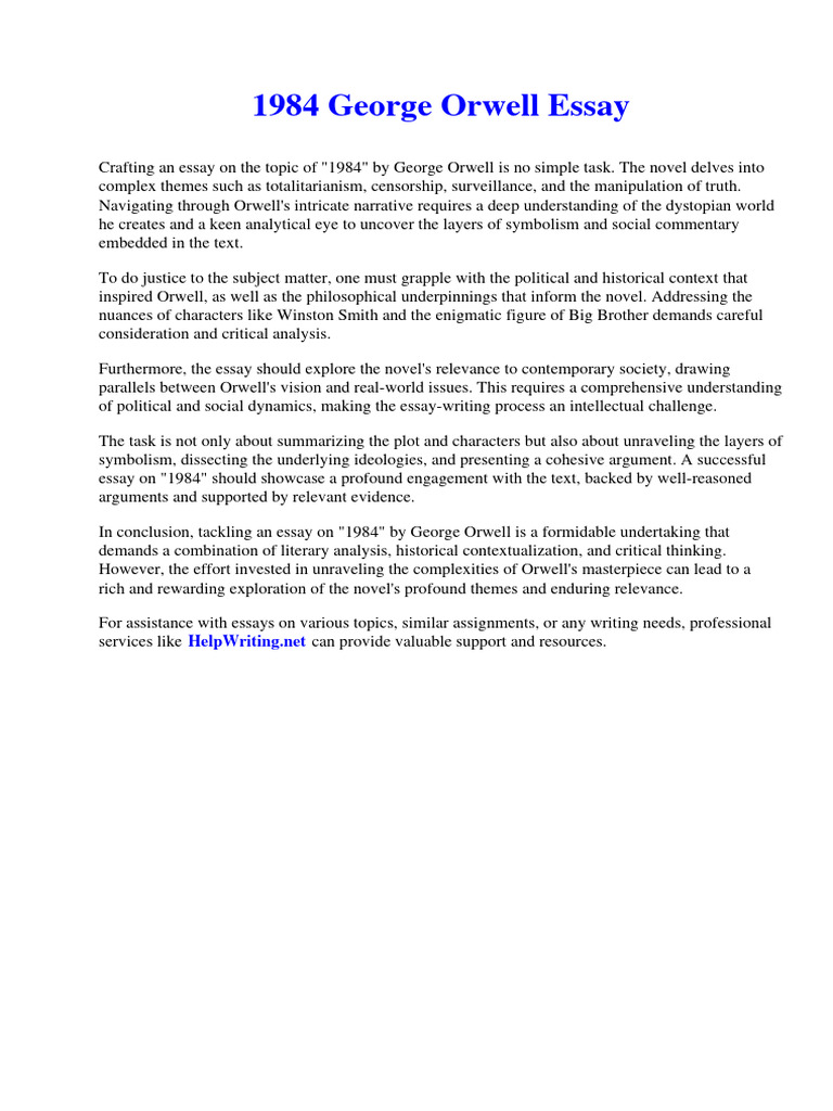 1984 George Orwell Essay | PDF