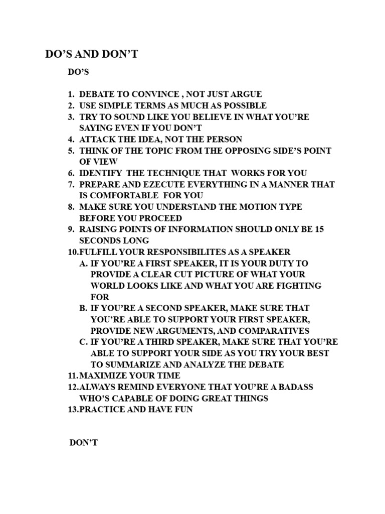 Do's and Don't | PDF