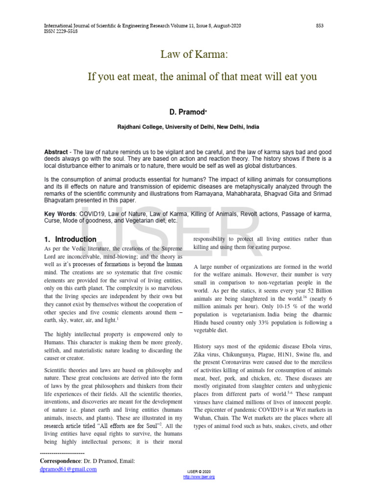 Law of Karma If You Eat Meat The Animal of That Meat Will Eat You | PDF | Karma | Influenza A ...
